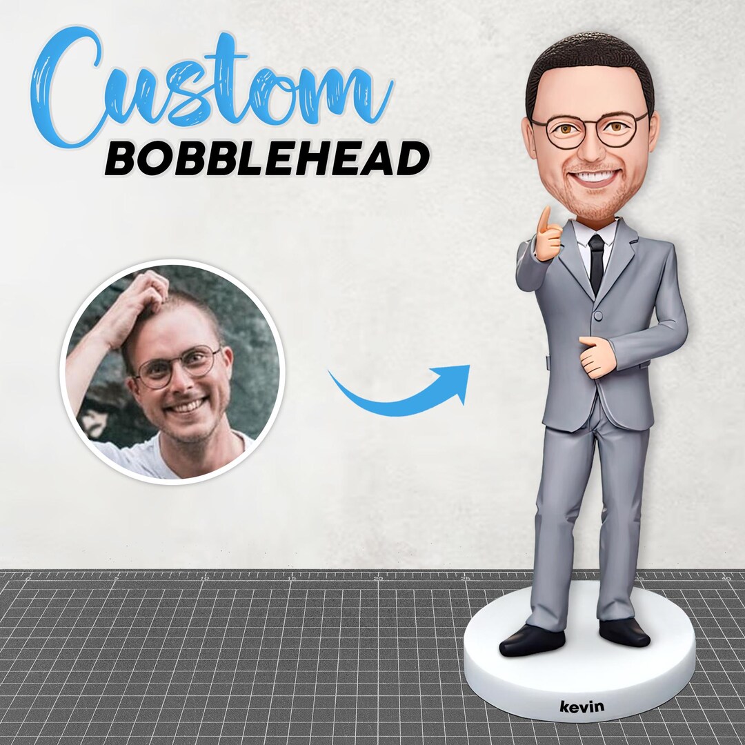 Personalized Office Worker Bobblehead With Photo – Custom Businessman ...