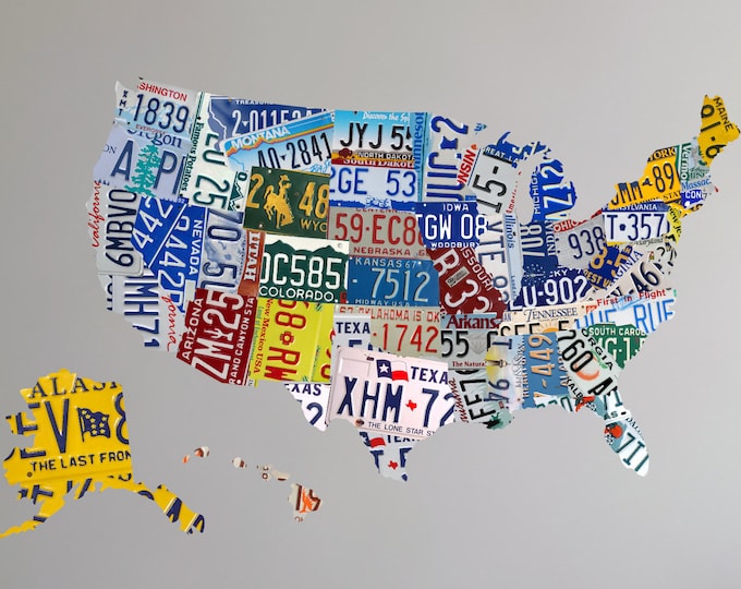 License Plate Map USA Large Metal Wall Art Print - Etsy