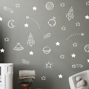 Space Wall Decal Set for Kids | Outer Space Themed Wall Stickers ...