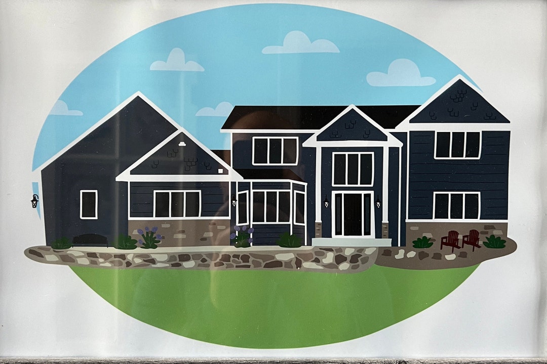 Custom Home Portrait, Digital House Drawing, Storefront Custom Drawing ...