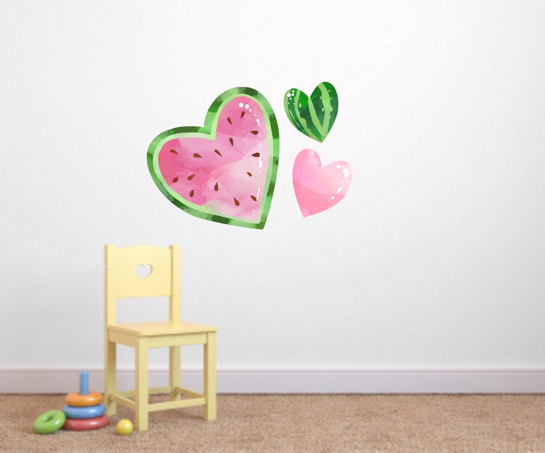 Watermelon Wall Decals, Fruit Wall Stickers, Chic Watermelon Heart ...