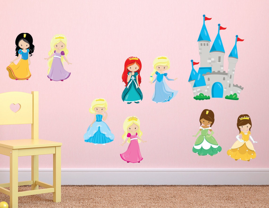 Princess Wall Decal With Castle Reusable Princess Wall - Etsy