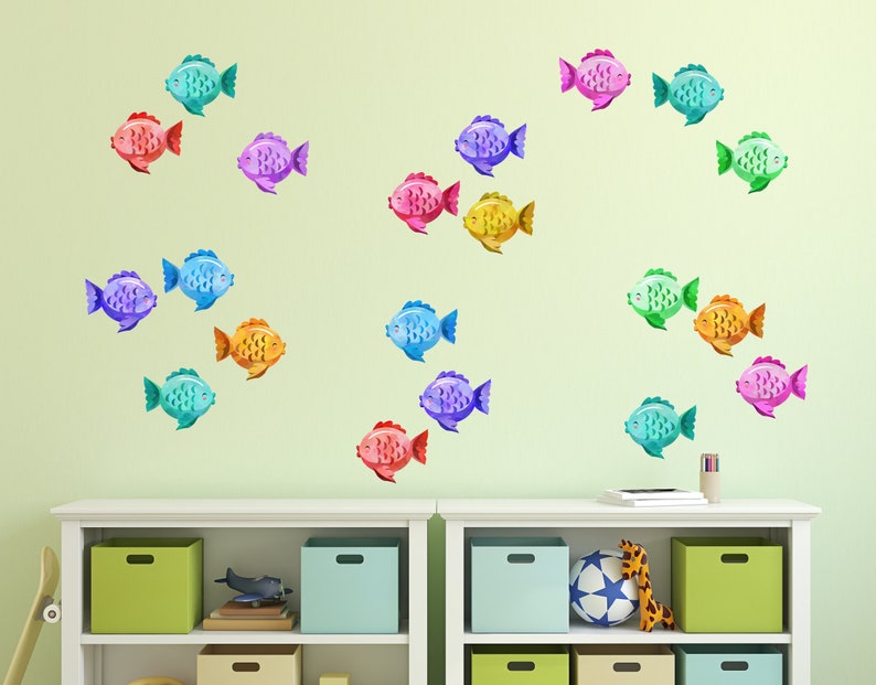 Kids Fish Decals Colorful Fish Wall Decals Watercolor Fish - Etsy