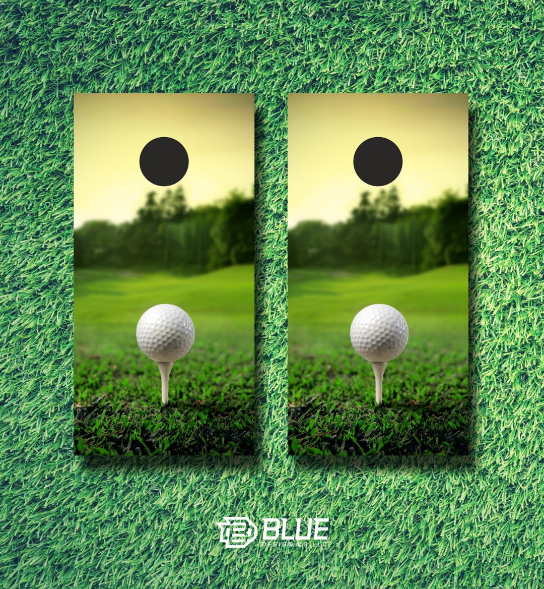 Golf Cornhole Wrap, Golfing Cornhole Wrap Set, Golfball Cornhole Vinyl ...
