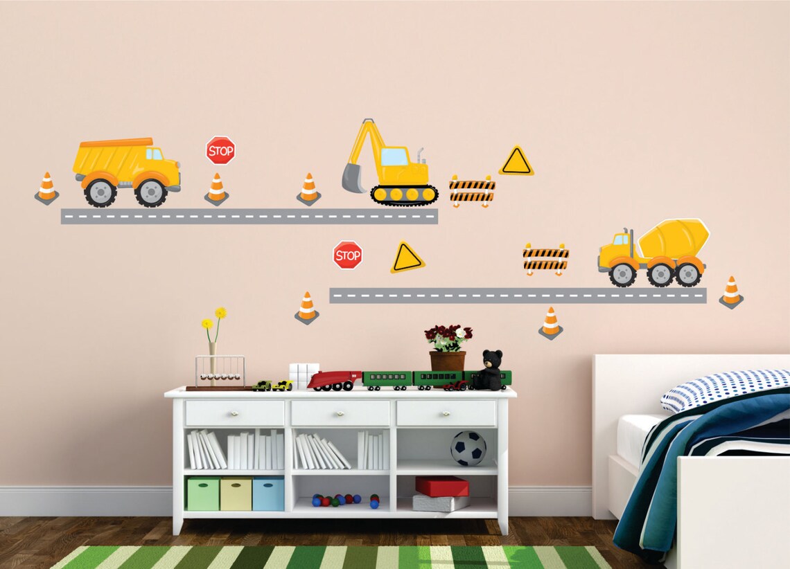 Construction Truck Wall Decals Kids Room Decals - Etsy