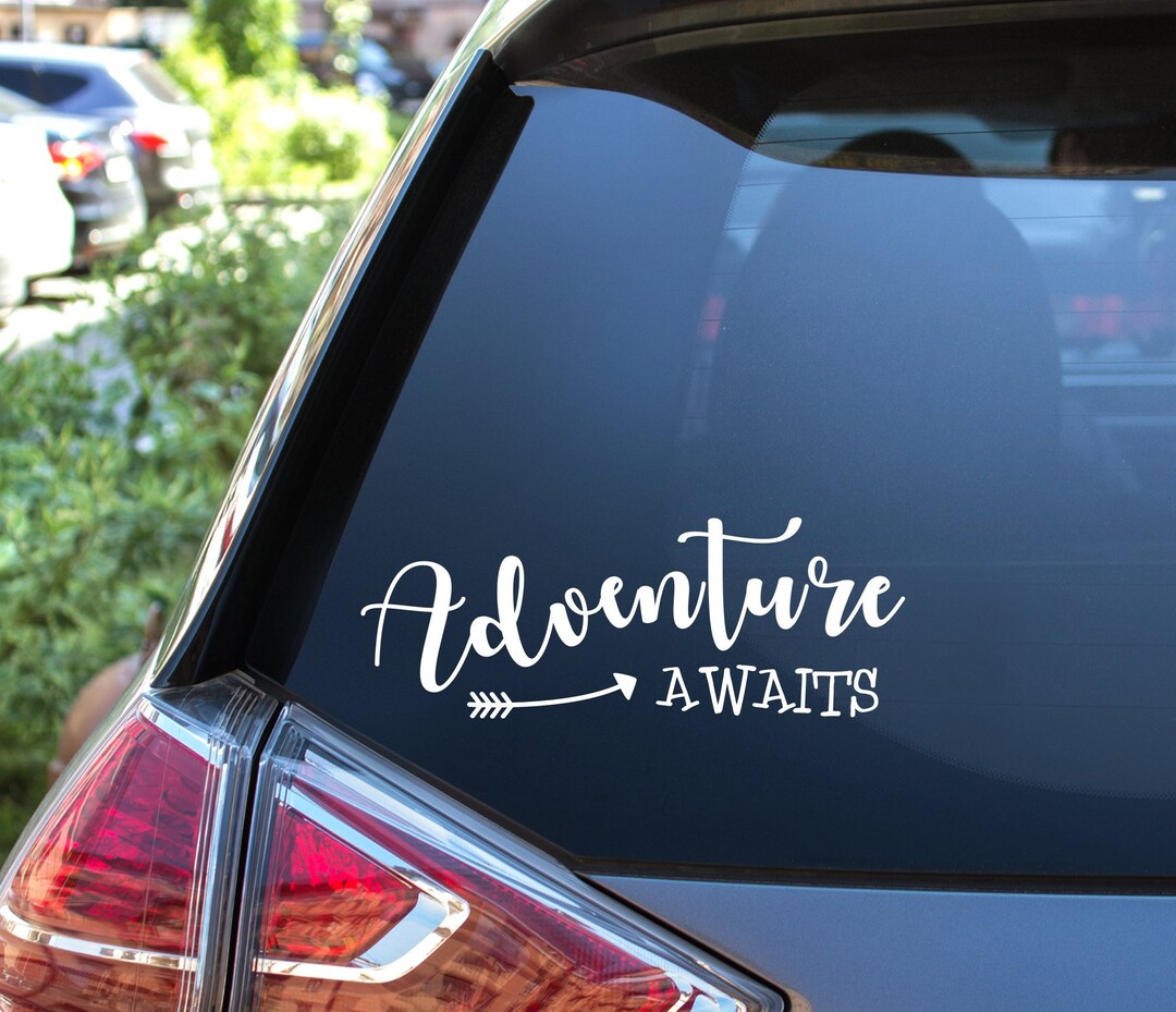 Adventure Awaits Car Window Sticker, Adventure Vehicle Window Decal, RV ...