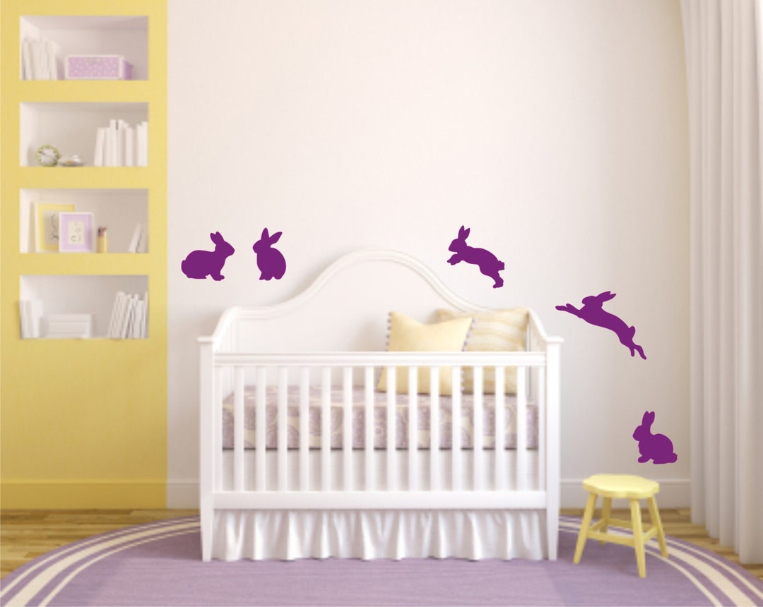 Set of Woodland Rabbit Vinyl Decals - Bunny Rabbit Vinyl Decal Decor ...