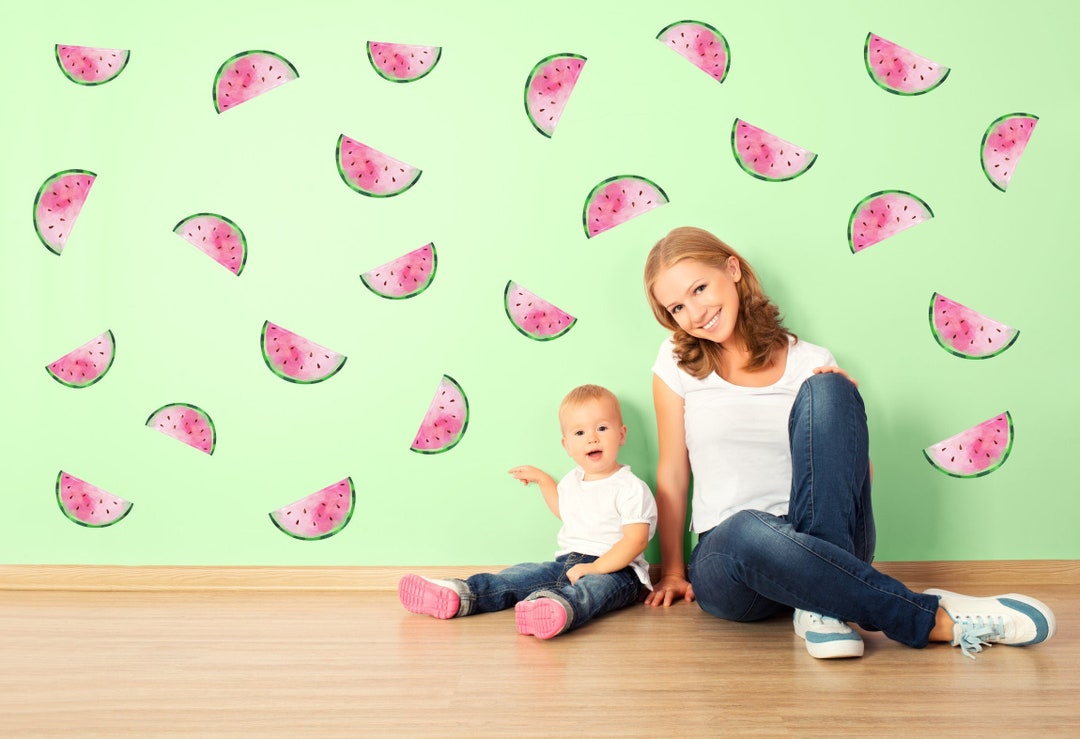 Fabric Vinyl Watermelon Slice Wall Decals, Reusable Watermelon Wall ...