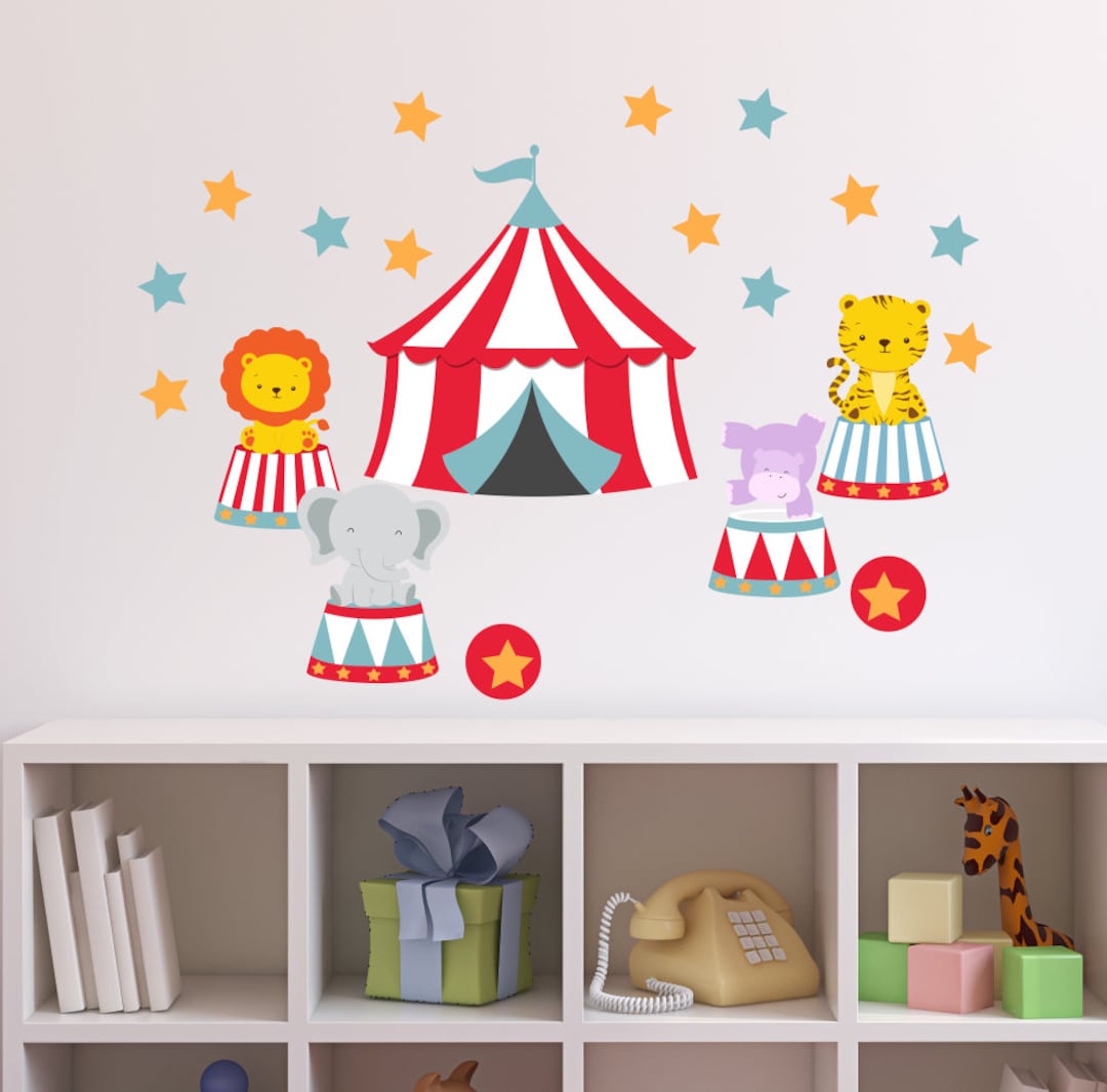 Circus Tent Animals Wall Decals, Carnival Wall Decals, Big Top Animals ...