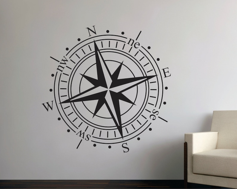 Compass Wall Decal Travel Wall Decal Vacation Wall Decal - Etsy