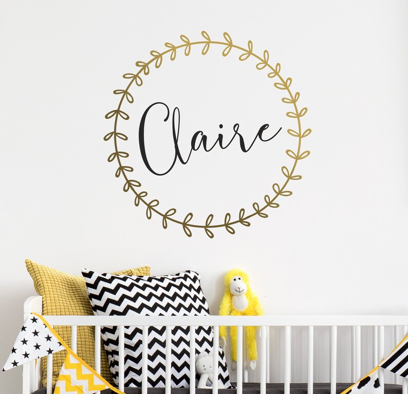 Name Wreath Wall Decal Custom Kids Name Decal Wreath Name | Etsy