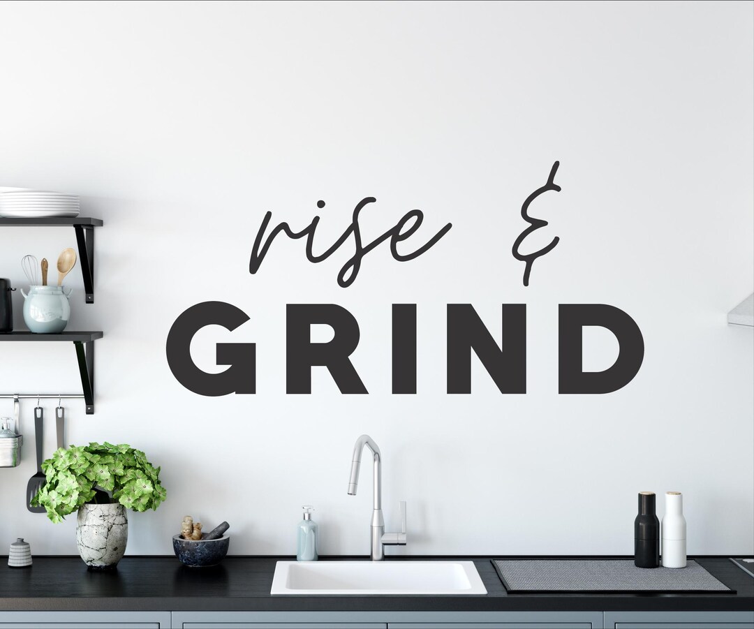 Rise and Grind Wall Decal – Motivational Vinyl Sticker for Office, Gym ...