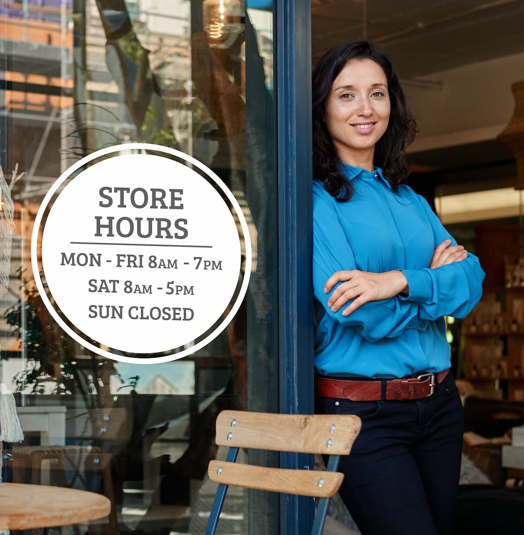 Storefront Hours Vinyl Decal, Business Hours Decal, Hours of Operation ...