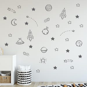 Space Wall Decal Set for Kids | Outer Space Themed Wall Stickers ...