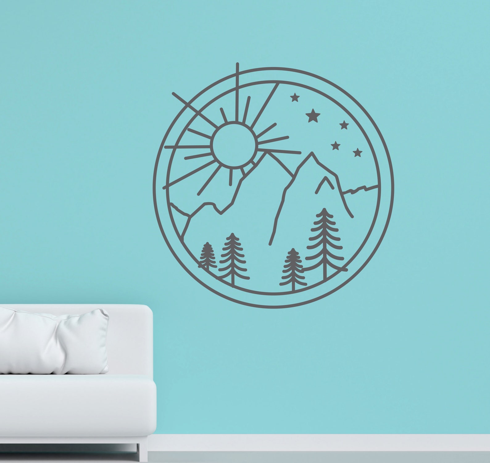 Adventure Mountain Scene Decal Chic Mountains Wall Decal | Etsy