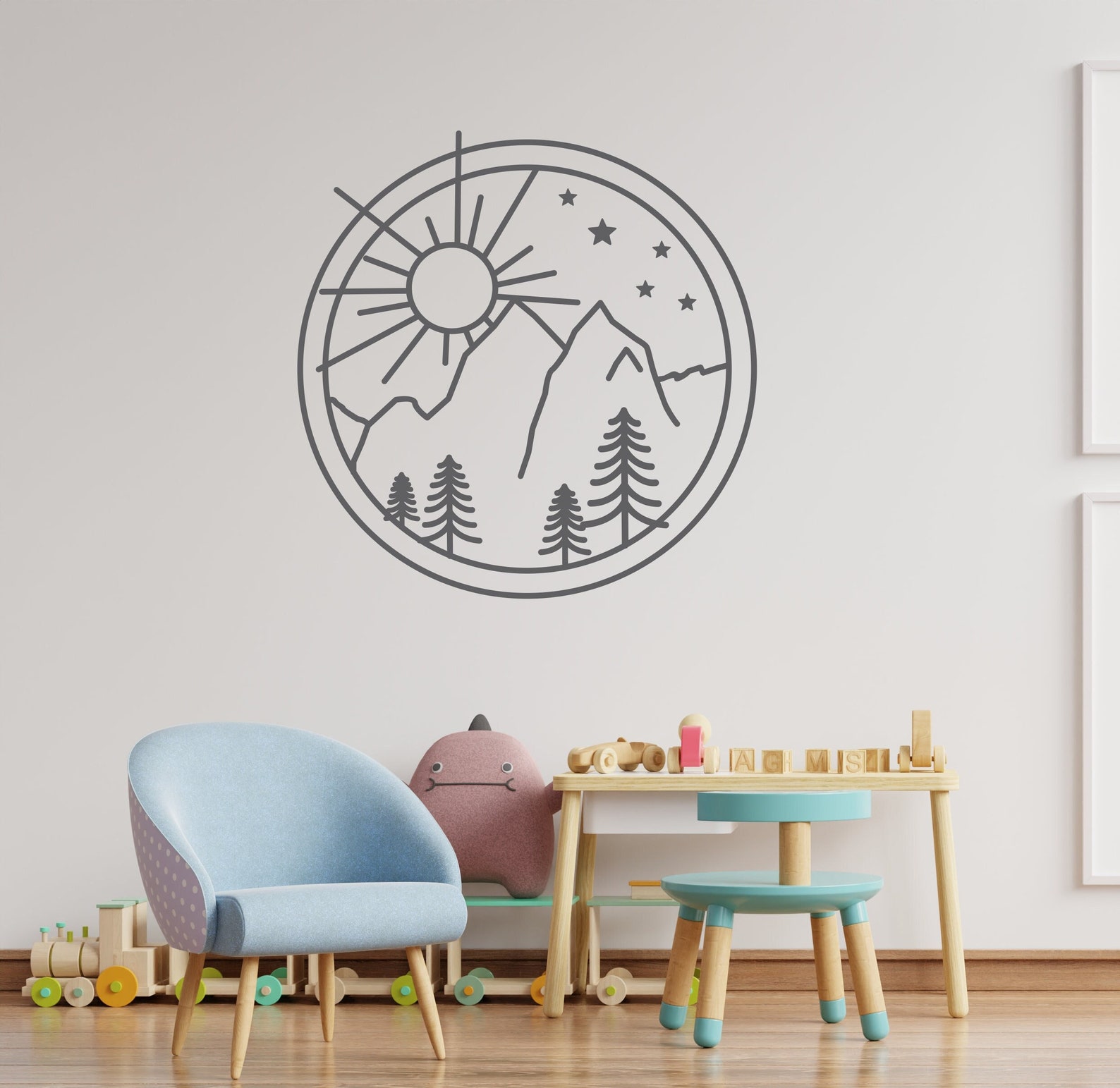 Adventure Mountain Scene Decal Chic Mountains Wall Decal | Etsy