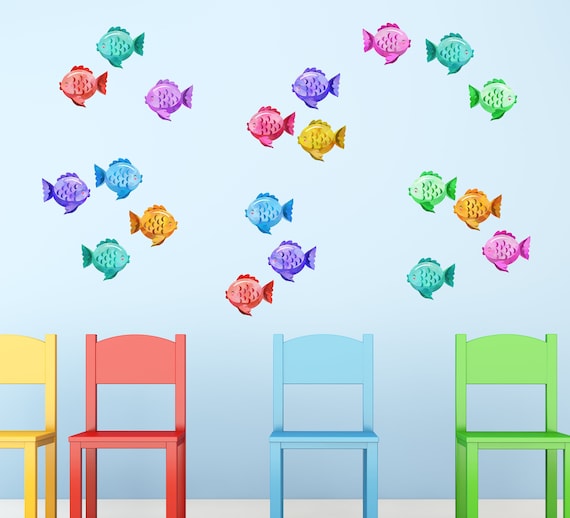 Kids Fish Decals Colorful Fish Wall Decals Watercolor Fish | Etsy