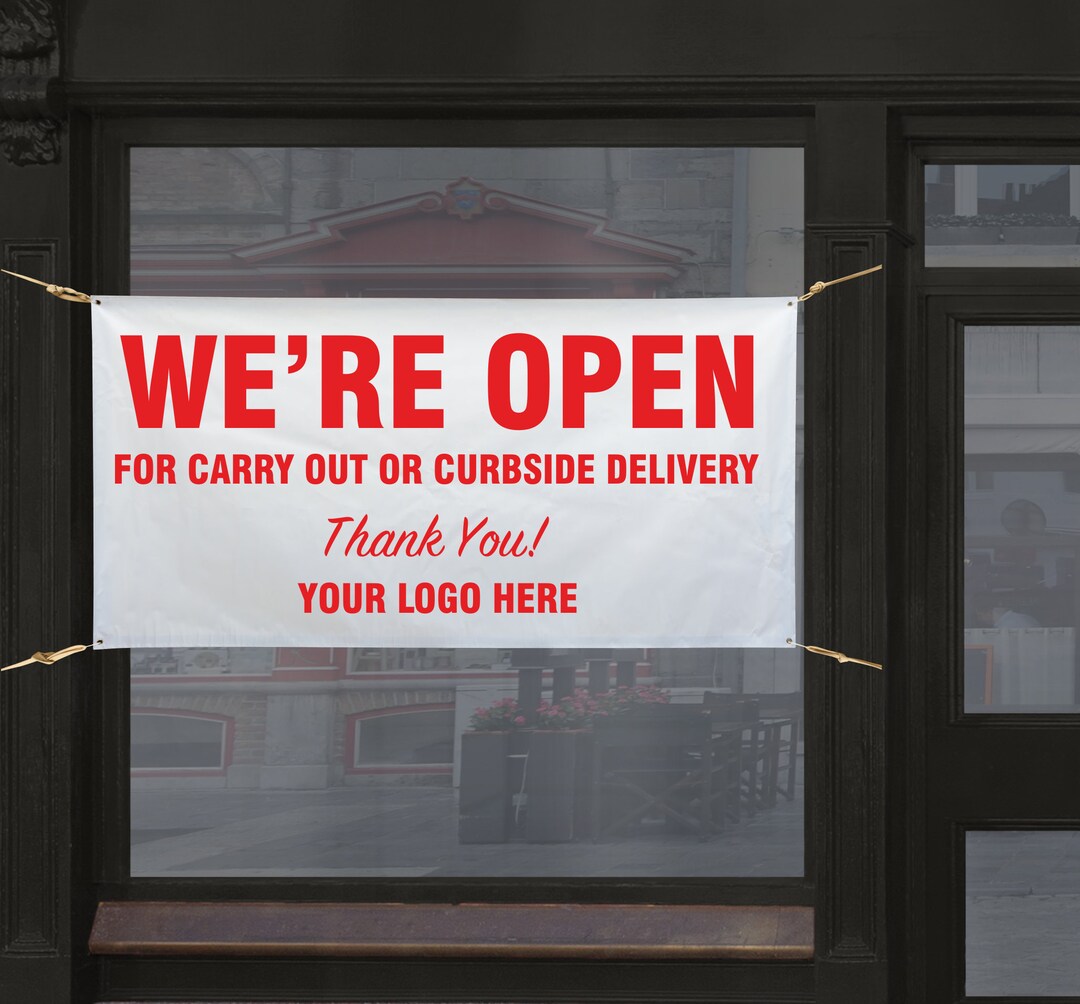 We're Open Banner, Custom Vinyl Banners, Covid Banner, Curbside Pickup ...