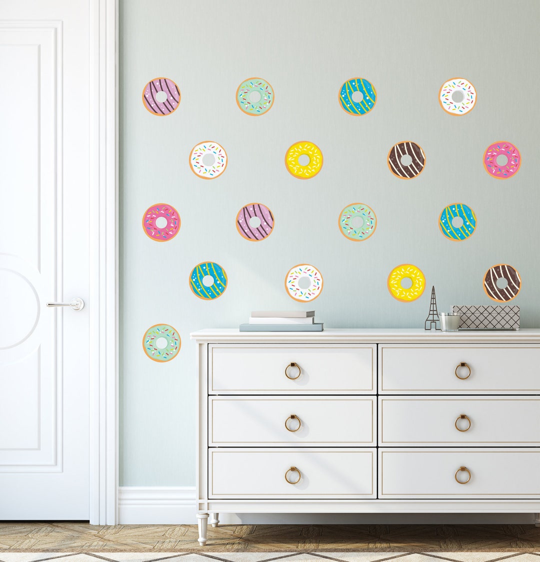 Fabric Vinyl Donut Wall Decals, Reusable Donut Wall Stickers, Bright ...