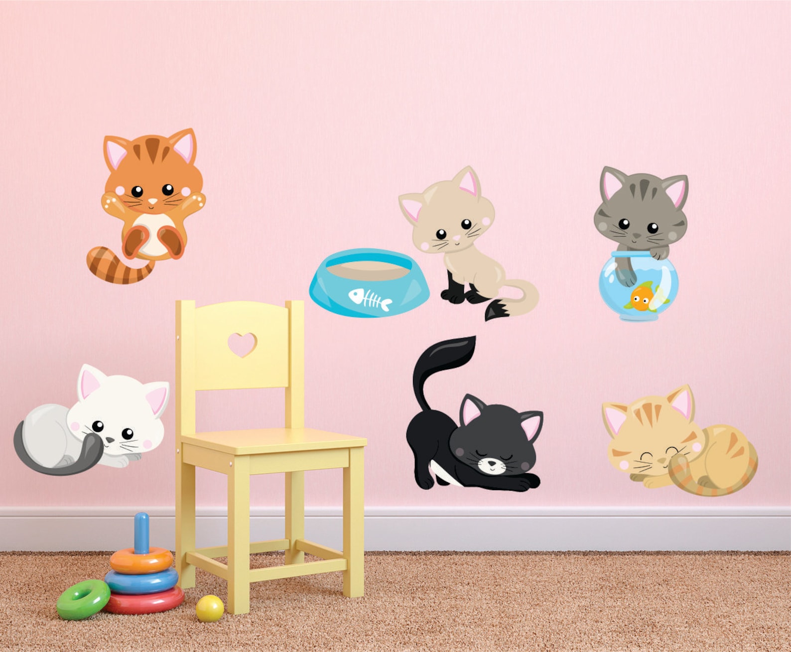 Kitten Wall Decals Kids Fabric Wall Decals Cats Wall Decal - Etsy
