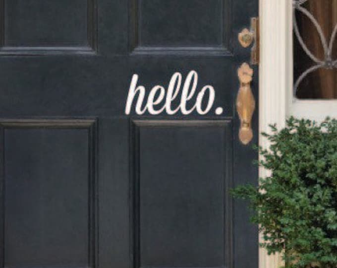 Hello Door Decal, Front Door Decal, Hello Vinyl Decal, Hello Door Sign ...