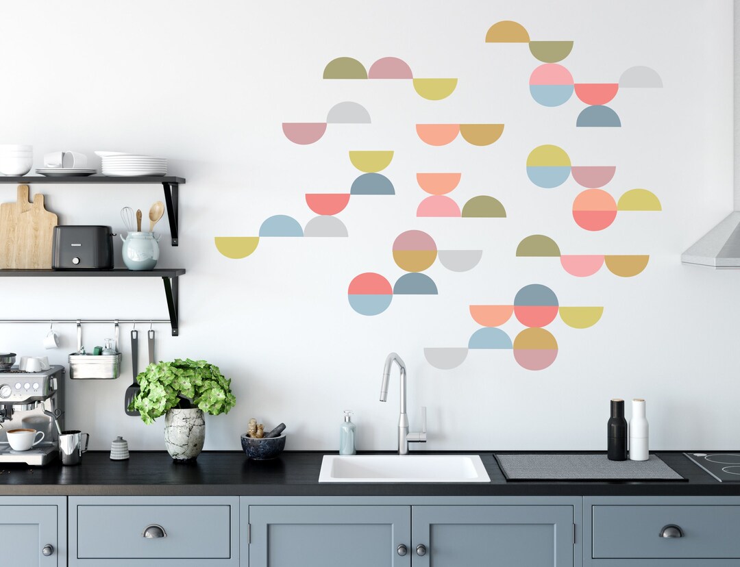 Half Circle Fabric Wall Decals, Chic Circle Colored Wall Stickers, Half ...