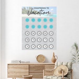 Vacation Countdown Poster, Vacation Calendar, Beach Vacation Countdown ...