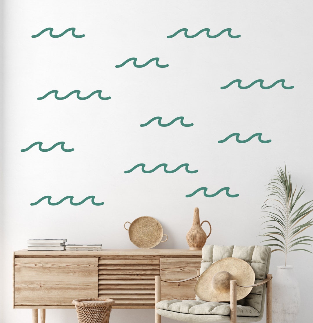 Ocean Waves Wall Decals, Water Waves Wall Stickers, Summer House Decor ...