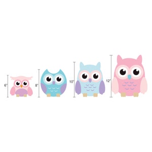 Owl Decal for Nursery, Repositionable and Reusable, Pink, Turquoise ...