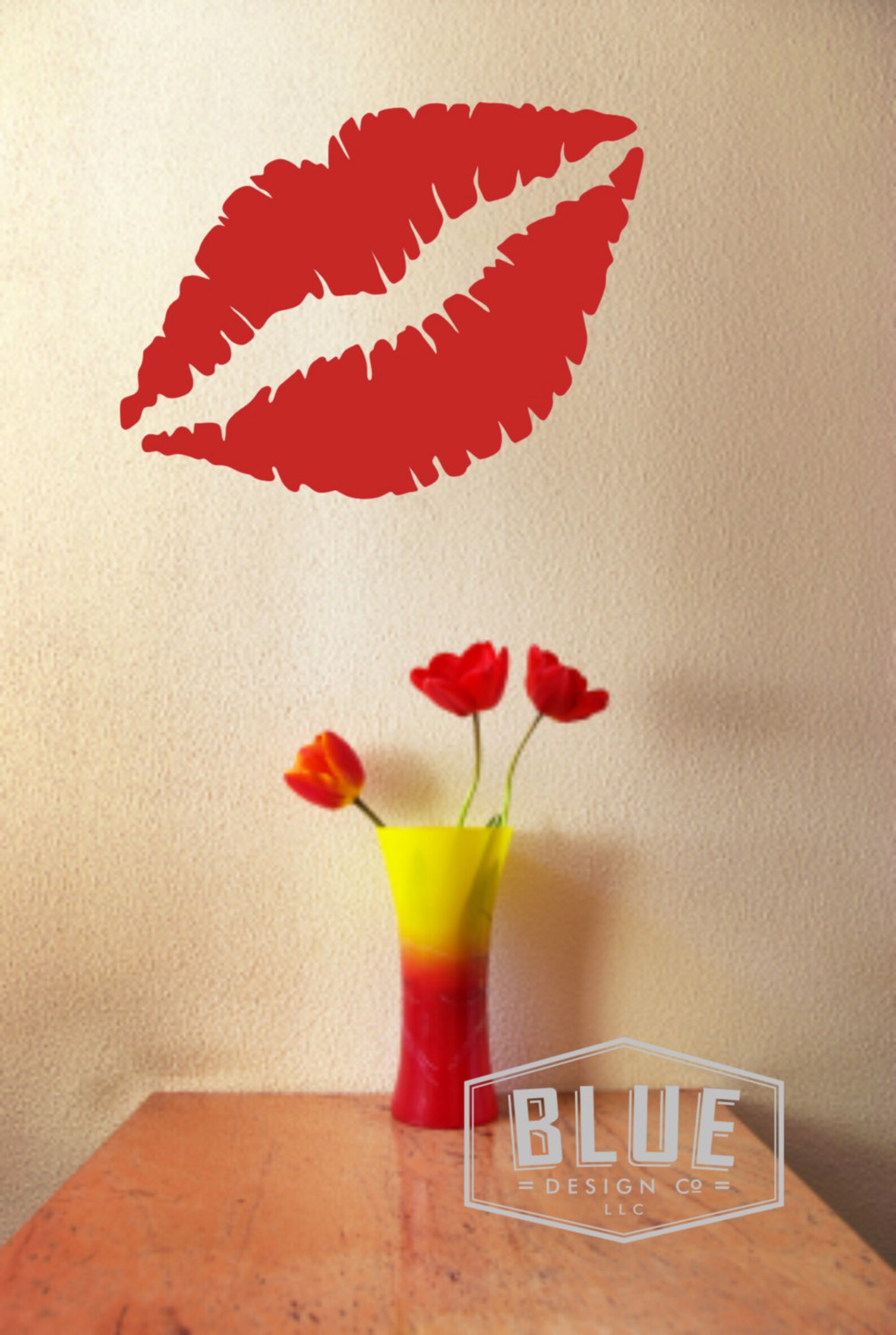 Lips Vinyl Wall Decal Kissing Lips Vinyl Wall Decal | Etsy