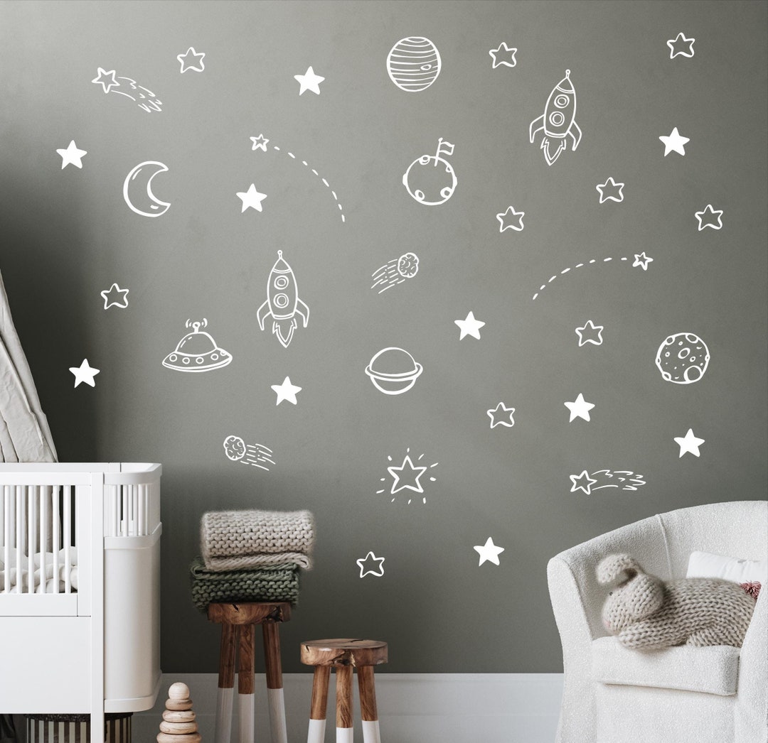 Space Wall Decal Set for Kids | Outer Space Themed Wall Stickers ...