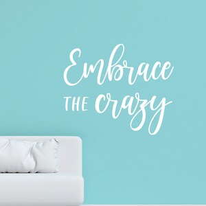 Embrace the Crazy" Wall Decal - Inspirational Quote Vinyl Sticker ...