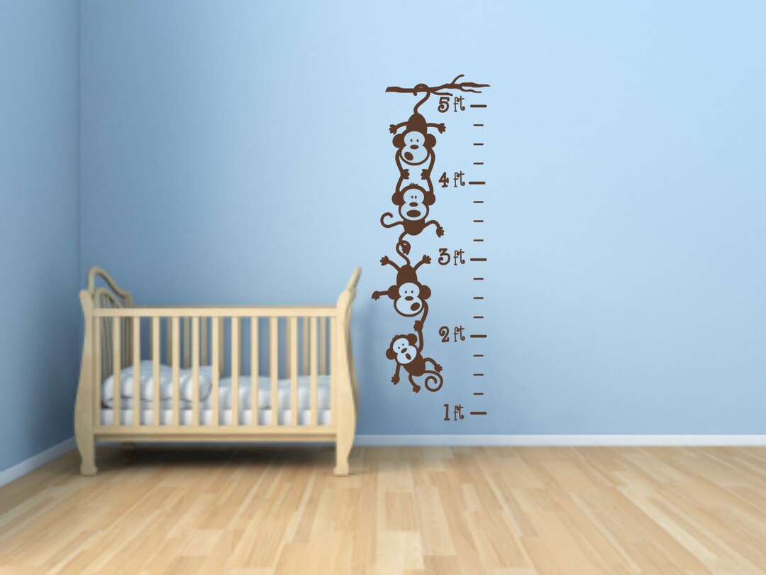 Hanging Monkeys From Tree Growth Chart Vinyl Wall Decal Nursery Growth ...