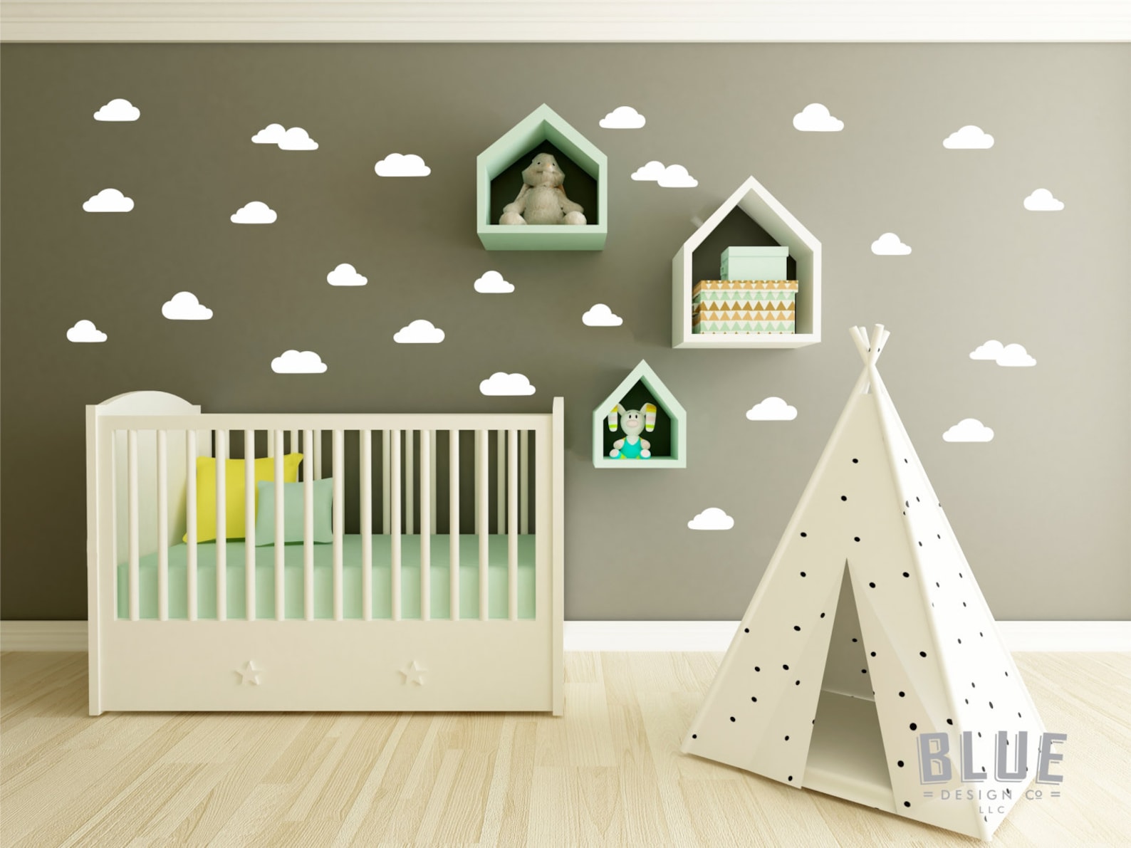 Mini Cloud Decals, Cloud Decal Set, Cloud Wall Decals, Mini Cloud Wall ...