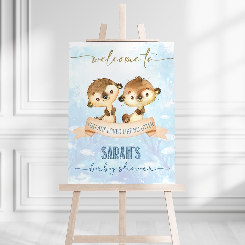 Otter Twins Baby Shower Decor Bundle • Gender Neutral (editable Corjl ...