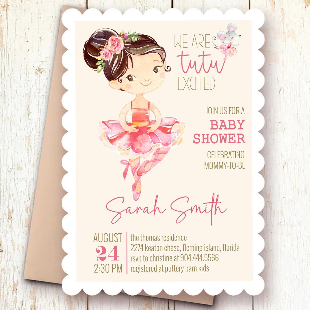Ballerina Baby Shower Invitation: Tutu Excited Girl Theme (editable ...