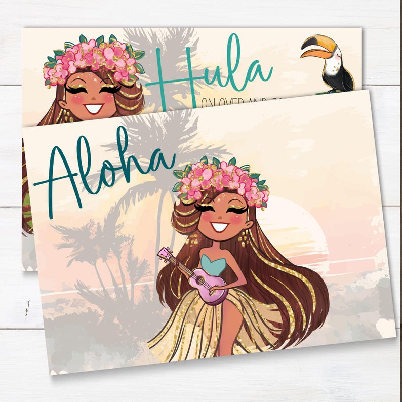 Hula First Birthday Invitation Girl – Tropical Luau, Editable Template ...