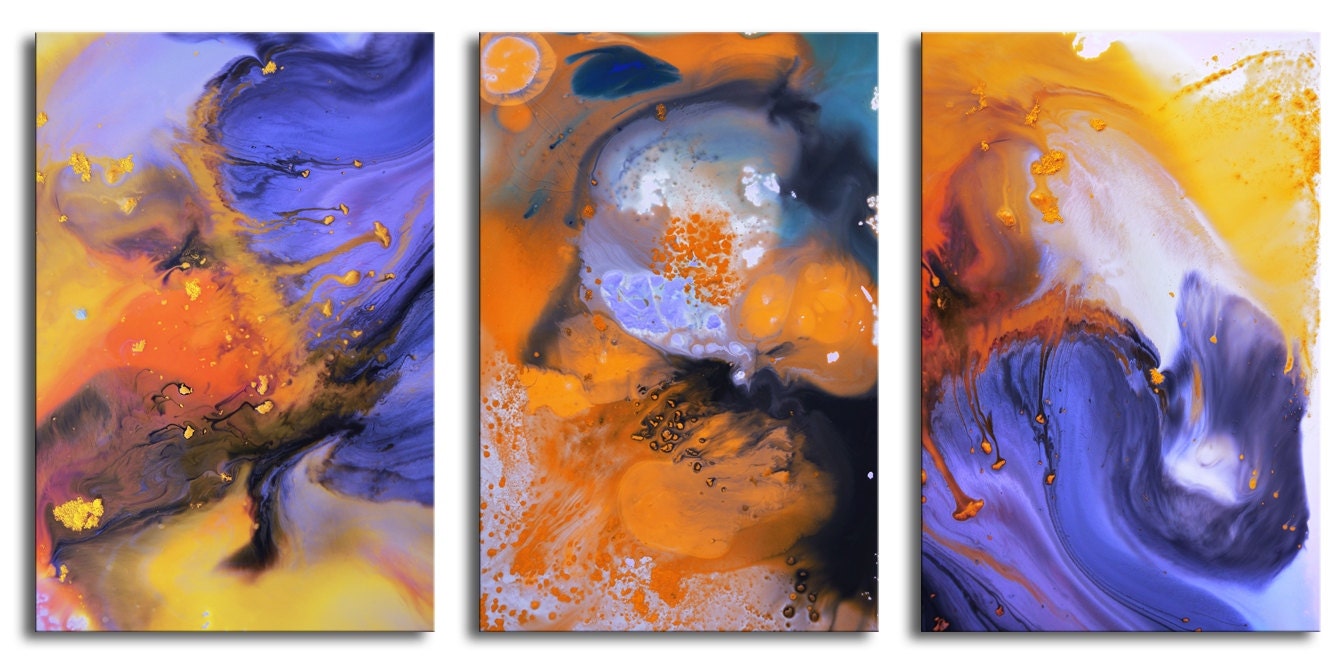 Purple yellow orange abstract print from original Painting | Etsy