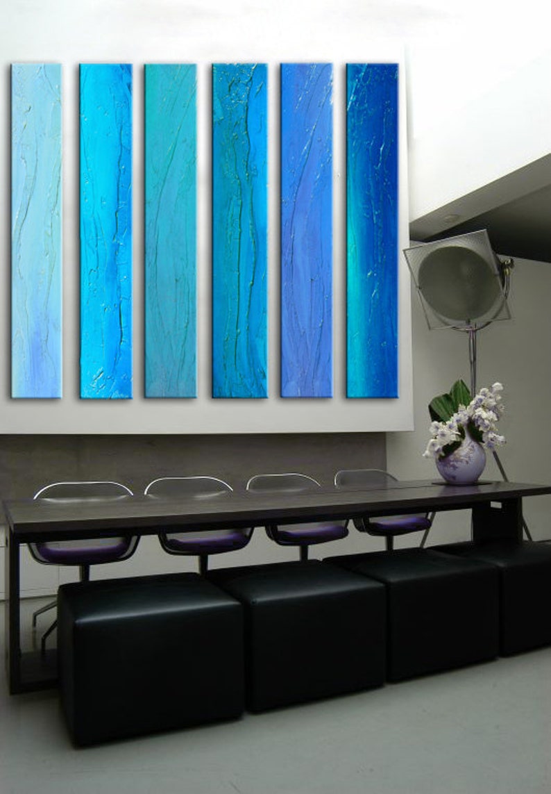 Blue Abstract Wall Art: Original Multi-panel Painting Installation - Etsy