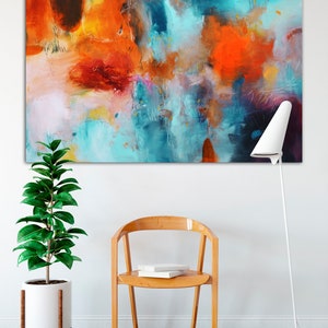 Abstract red and teal Print teal Wall Art teal and red | Etsy