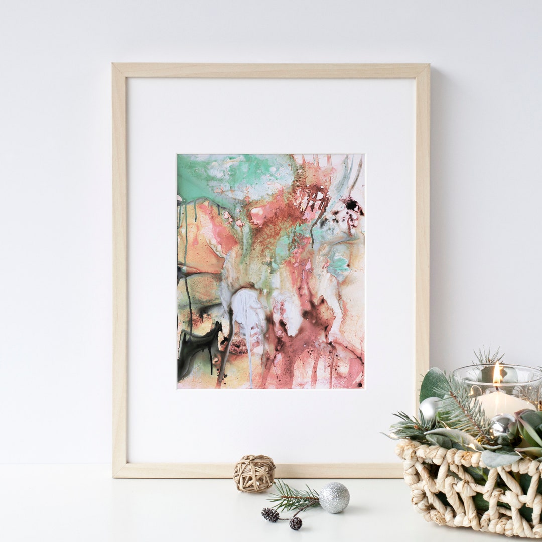 Light Colored Prints, Multicolor Large Painting, Gift Idea for Art ...