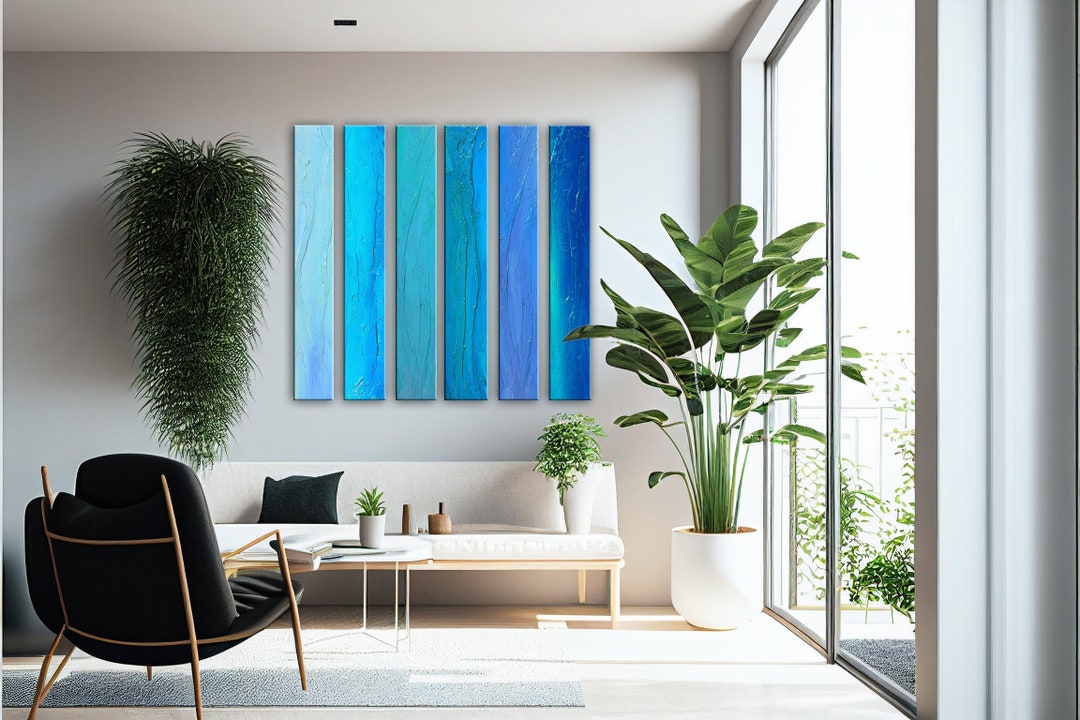 Blue Abstract Wall Art: Original Multi-panel Painting Installation - Etsy