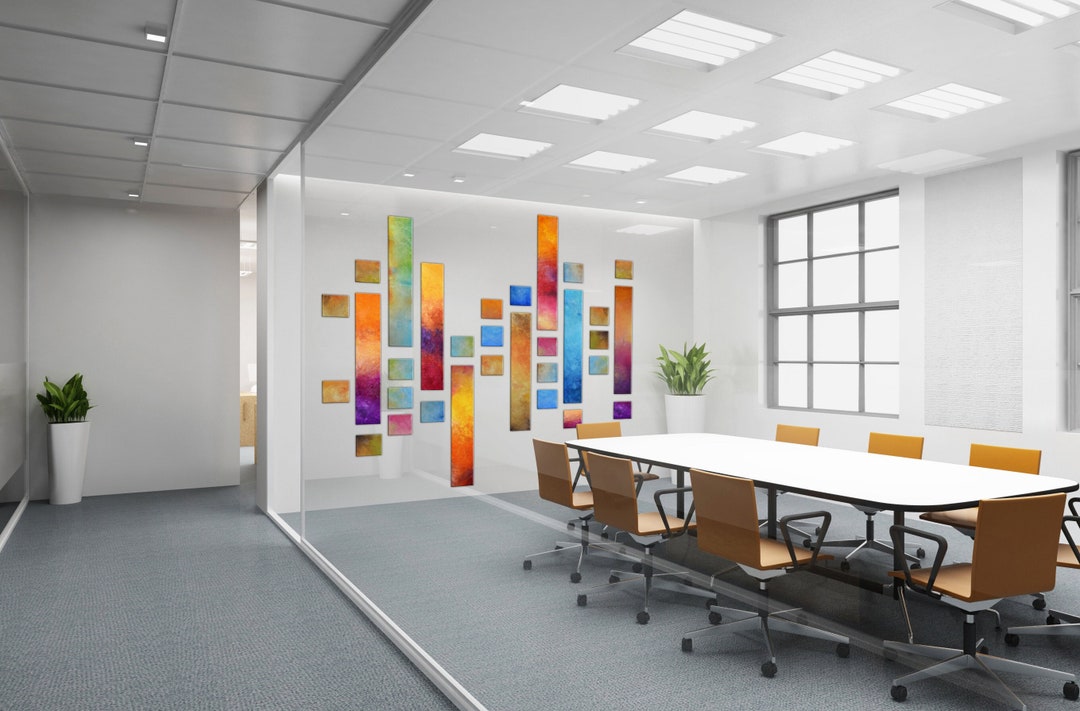Large Office Art Installation Geometrical Paintings, Modern Commercial ...