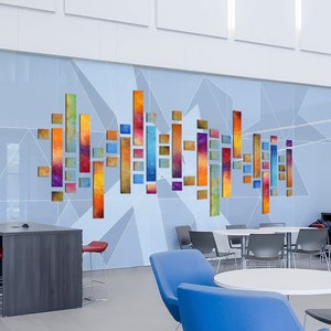 Large Office Art Installation Geometrical Paintings, Modern Commercial ...