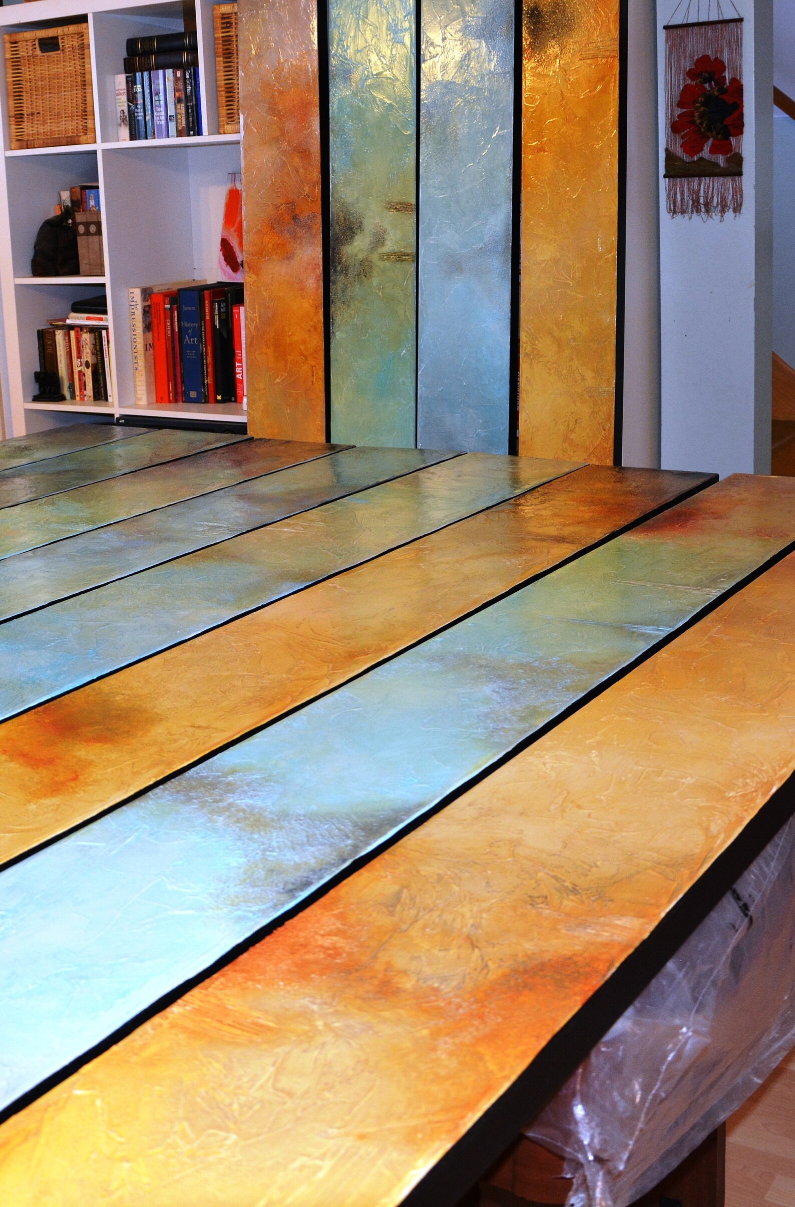 Curved Wall Art, Staircase Wall Art, Tall Art for High Ceilings, Lobby ...
