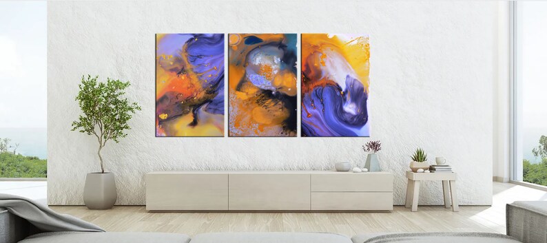 Purple Yellow Orange Abstract Print From Original Painting, Modern ...