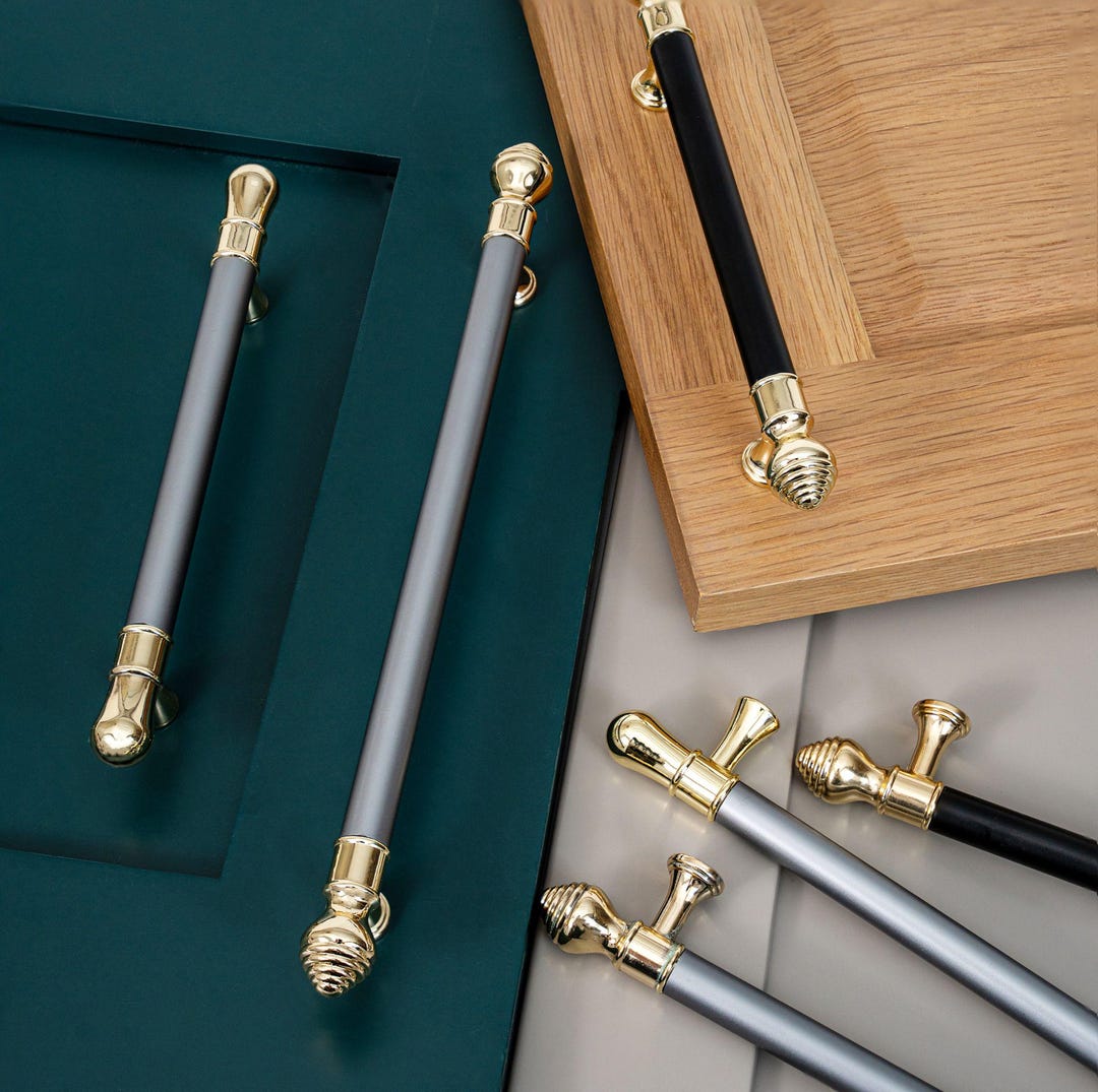 Regaltouch Modern Bar Cabinet Handles With K Gold Round Finish - Etsy