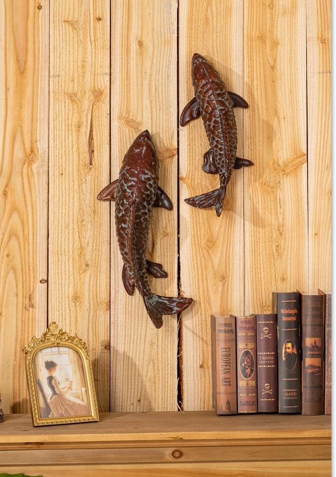 Metal Koi Fish Statues, Outdoor Koi Fish Sculptures, Antique Garden ...