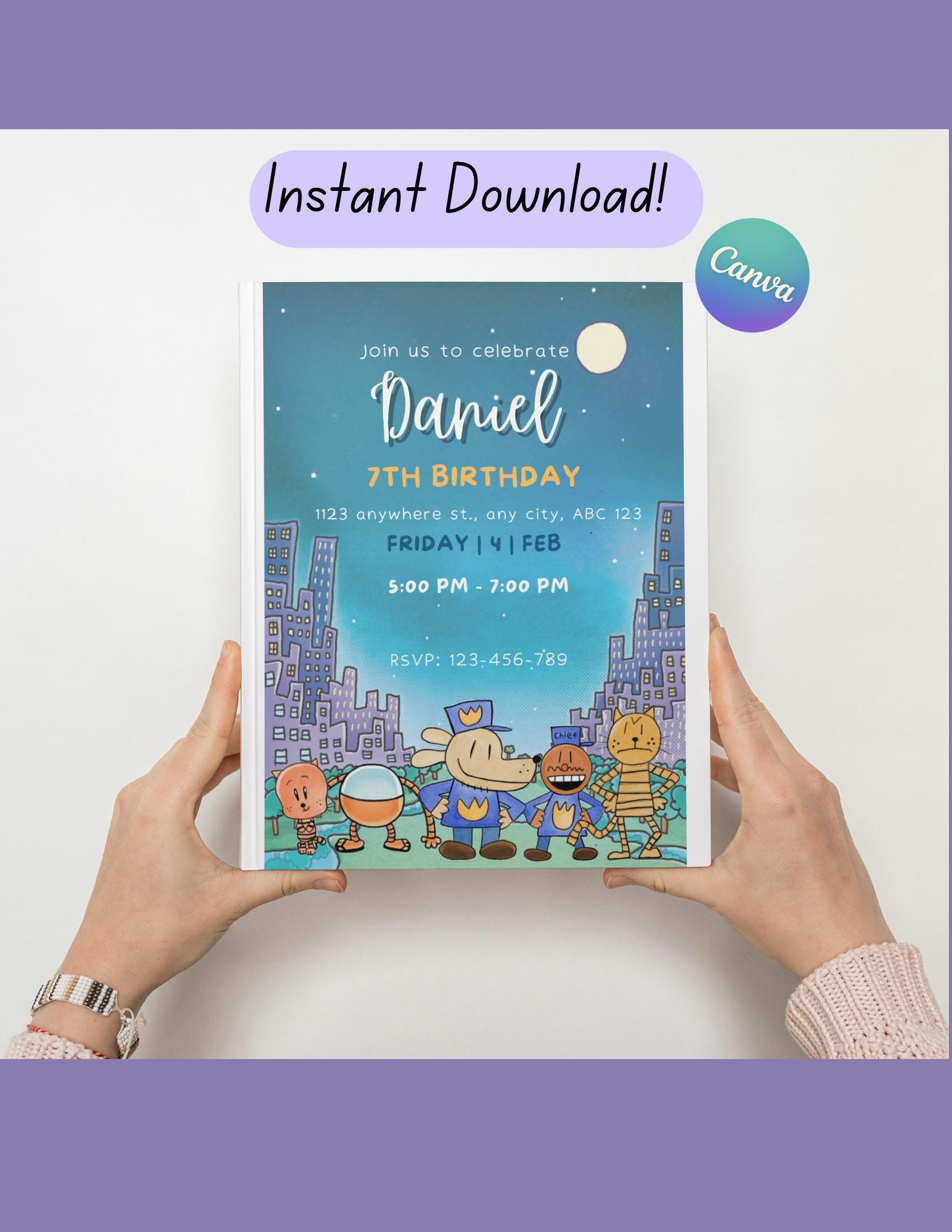 Editable Dog Man Birthday Invitation Template Dogman Birthday Invite ...