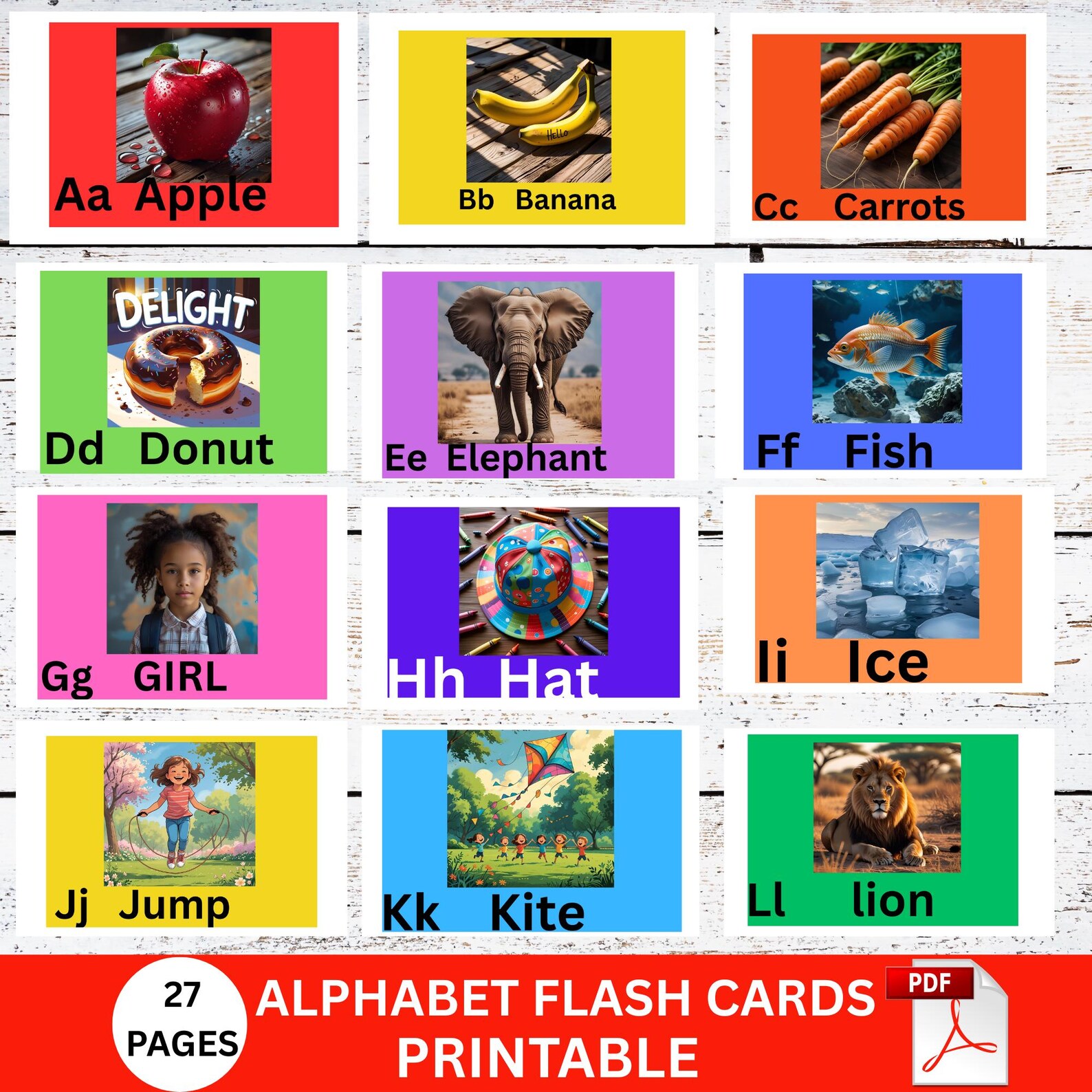 ABC Flash Cards, Educational Cards, A-Z Cards, Learn Abcs, Alphabet ...